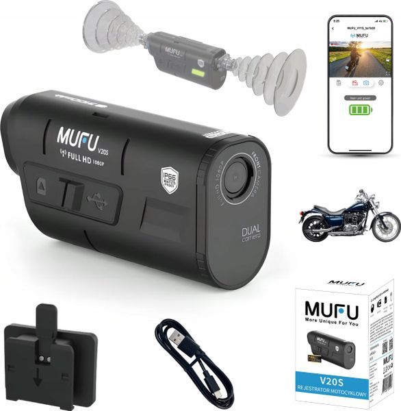 Wideorejestrator MUFU WIDEOREJESTRATOR MOTOCYKLOWY MUFU MOTOCAM V20S ...